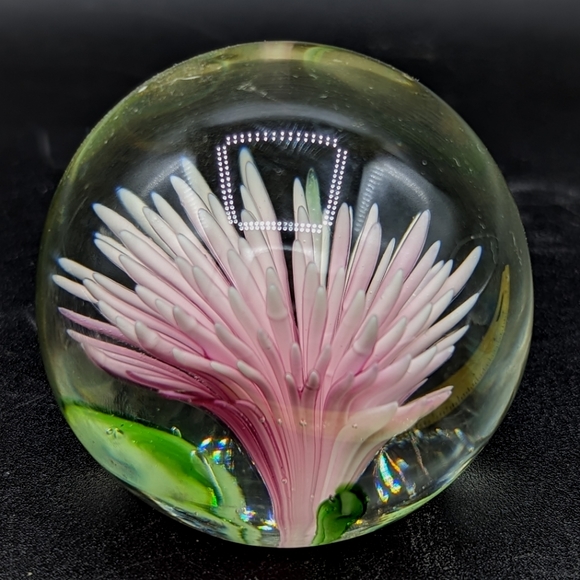 Vintage | Art | Vintage Art Glass Pink Flower Paperweight | Poshmark